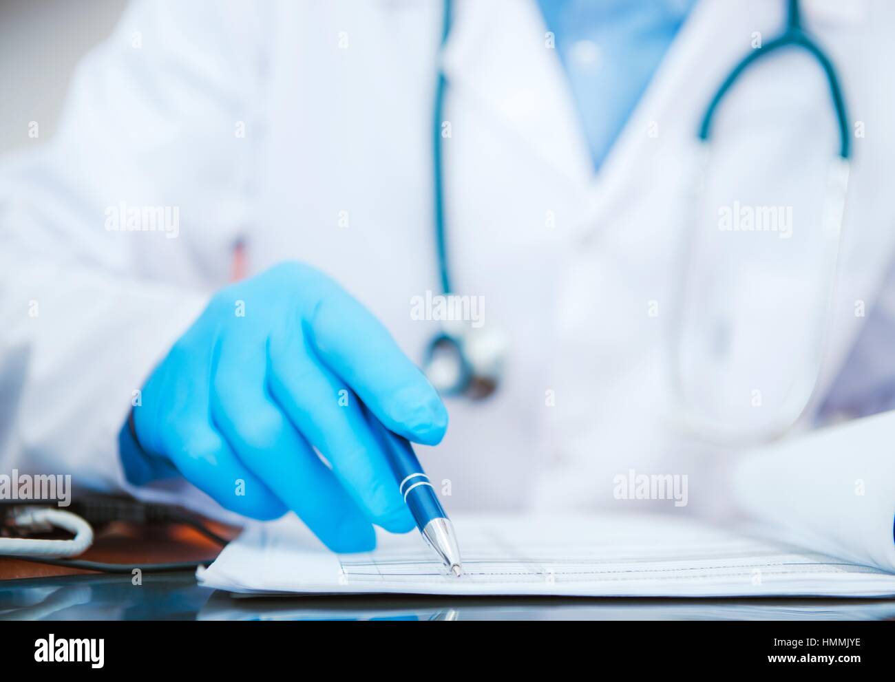 Doctor Documentation Check. Medical Doctor Working in His Hospital Room ...