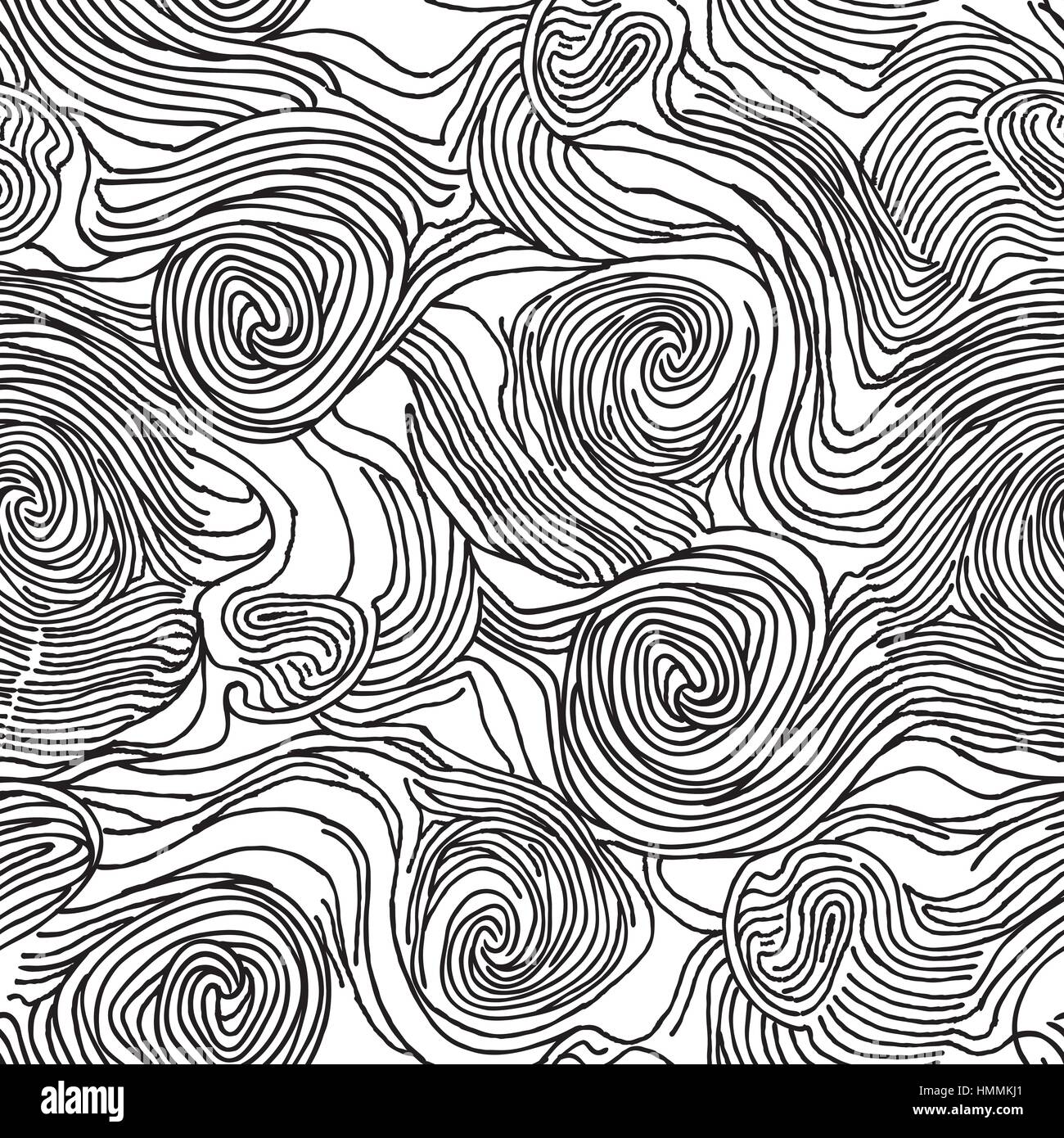 Abstract swirl line doodle seamless pattern. Textured black and white ... Abstract swirl line doodle seamless pattern. Textured black and white ...