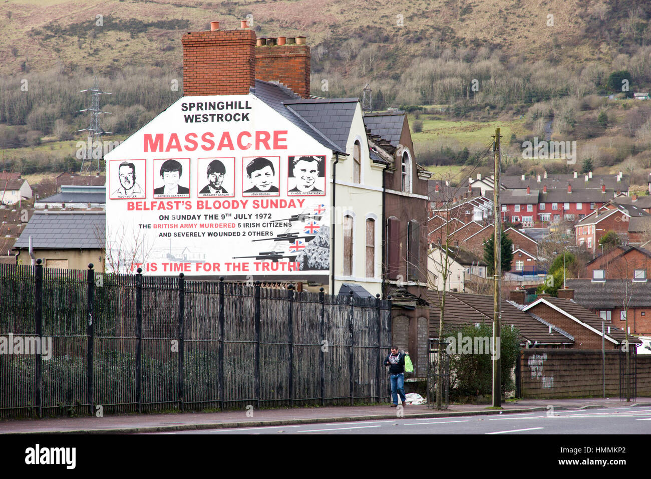 BELFAST, NORTHERN IRELAND - FEB 9, 2014: Mural of Springhill westrock ...
