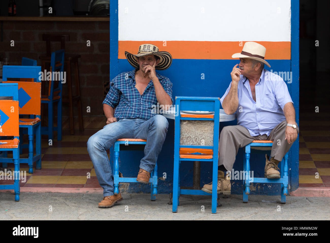 Colombian men in traditional wear of the coffee groawing region of El ...