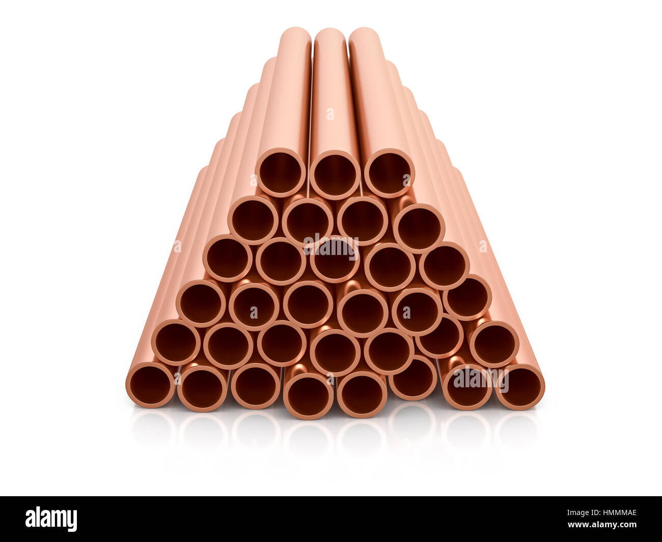 Copper pipes on a white background. 3d illustration Stock Photo - Alamy
