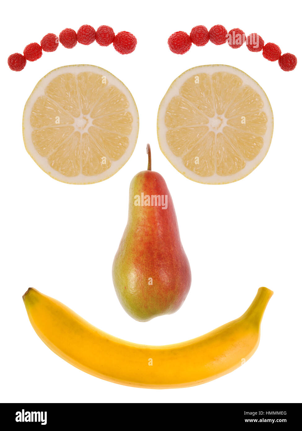 Funny face made from fruit isolated on white Stock Photo - Alamy