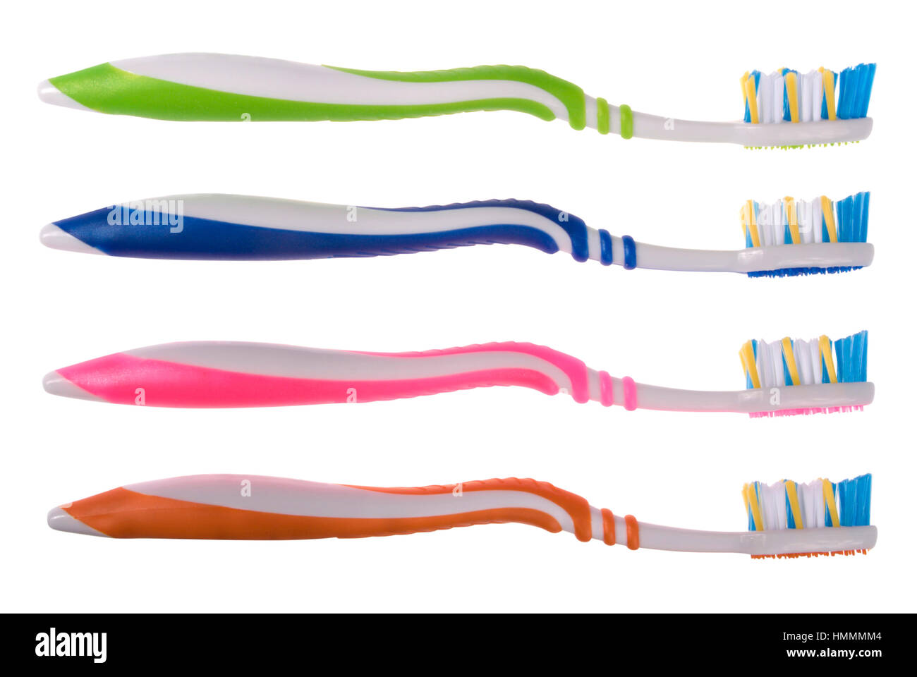 Colored toothbrushes. Isolated on white background. Clipping path ...