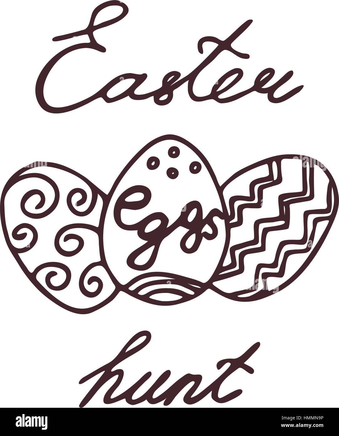 Easter Egg Hunt. Easter lettering label design. Retro holiday badge ...