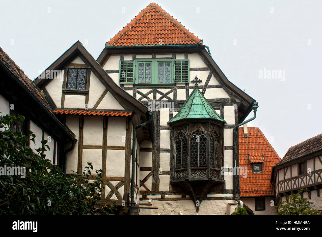 Gothic fachwerk building in the Wartburg castle, Germany Stock Photo ...