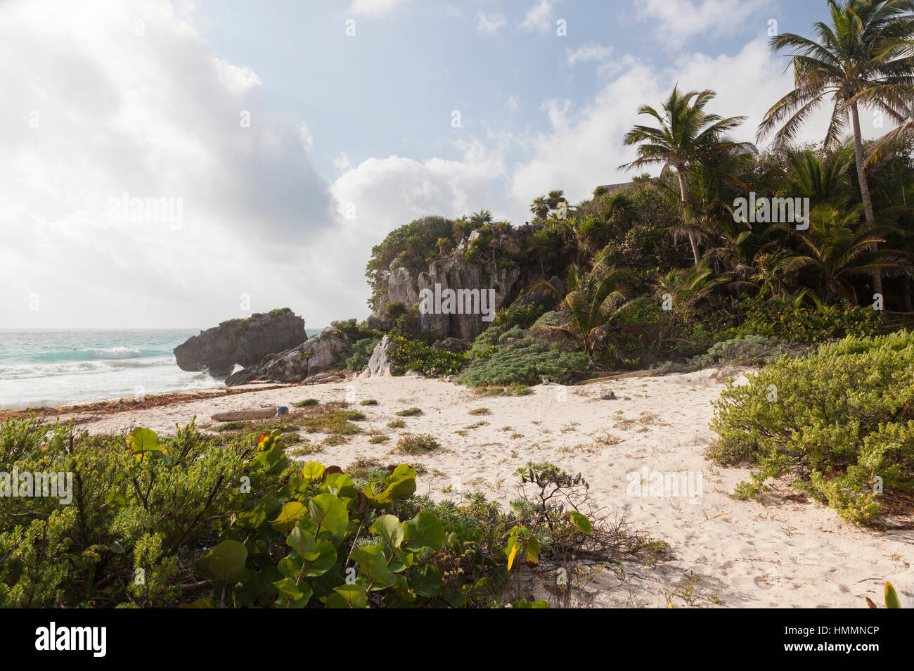 Tulum ruins beach and Caribbean Sea, Tulum National Park, Riviera Maya ...