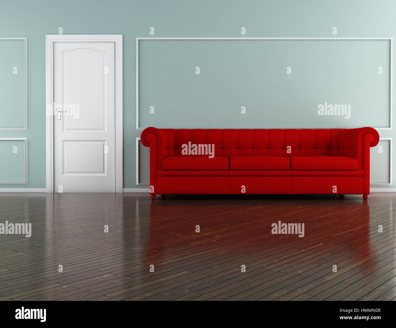 Classic interior (3D render) - The Red Couch Stock Photo - Alamy
