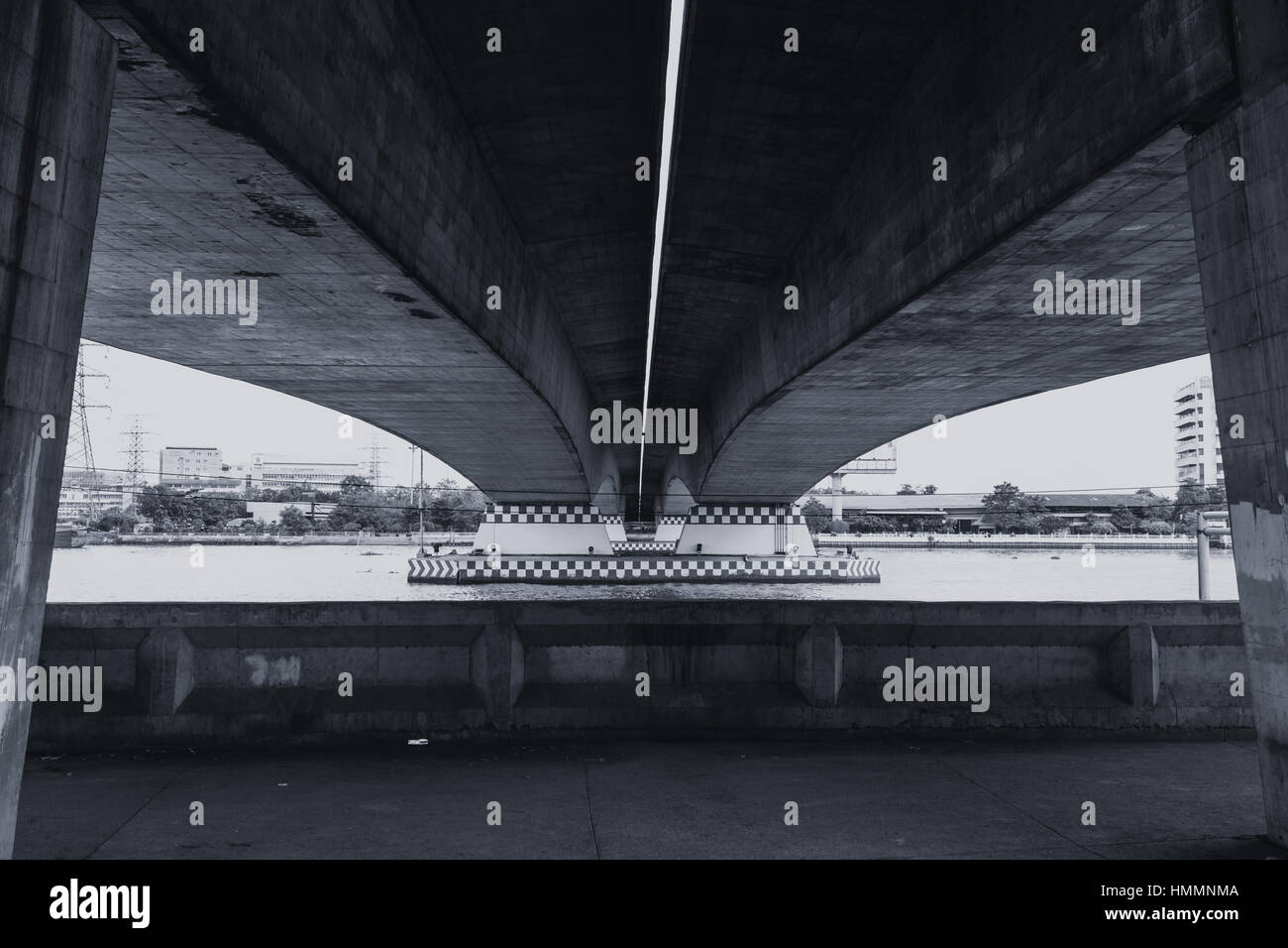 large concrete bridge construction vintage color tone,Shade shadow and ...
