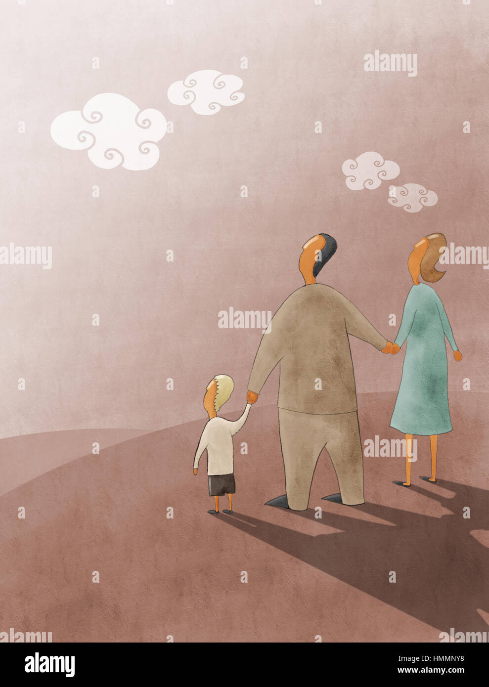 Family looking up to the future Stock Photo - Alamy