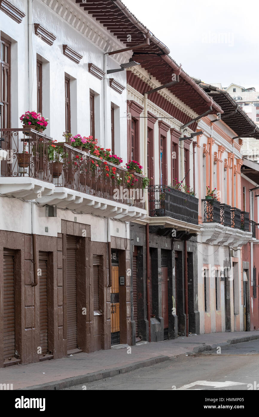 colonial buildings in Quito historic downtown Stock Photo - Alamy
