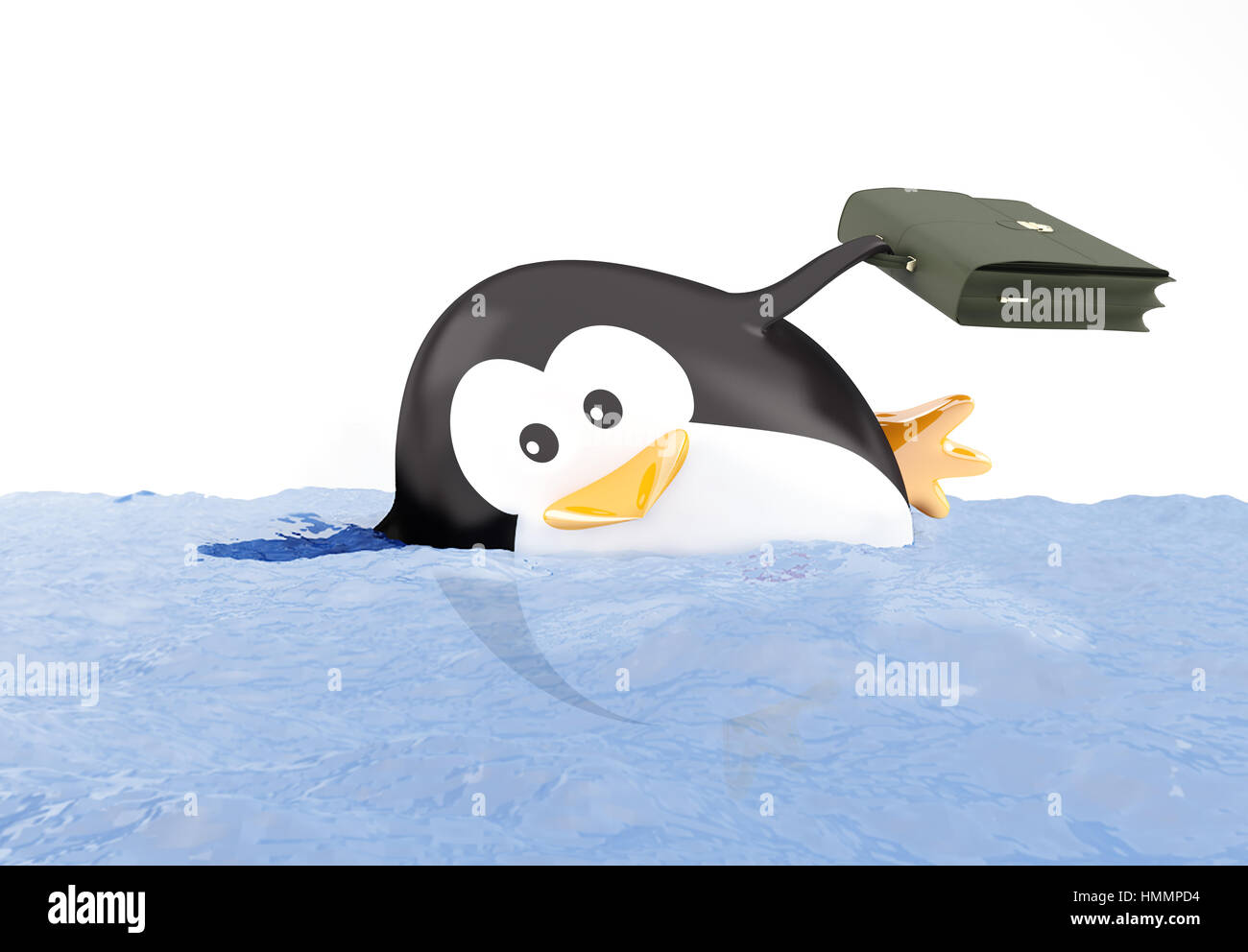 Fat business penguin swimming underwater- 3D render Stock Photo - Alamy
