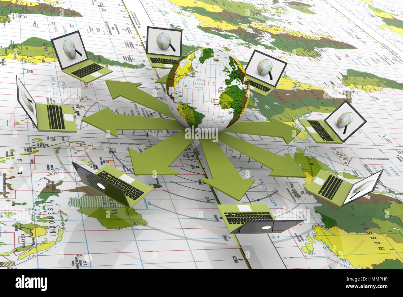 Laptop Connected To The World Wide Web Stock Photo - Alamy