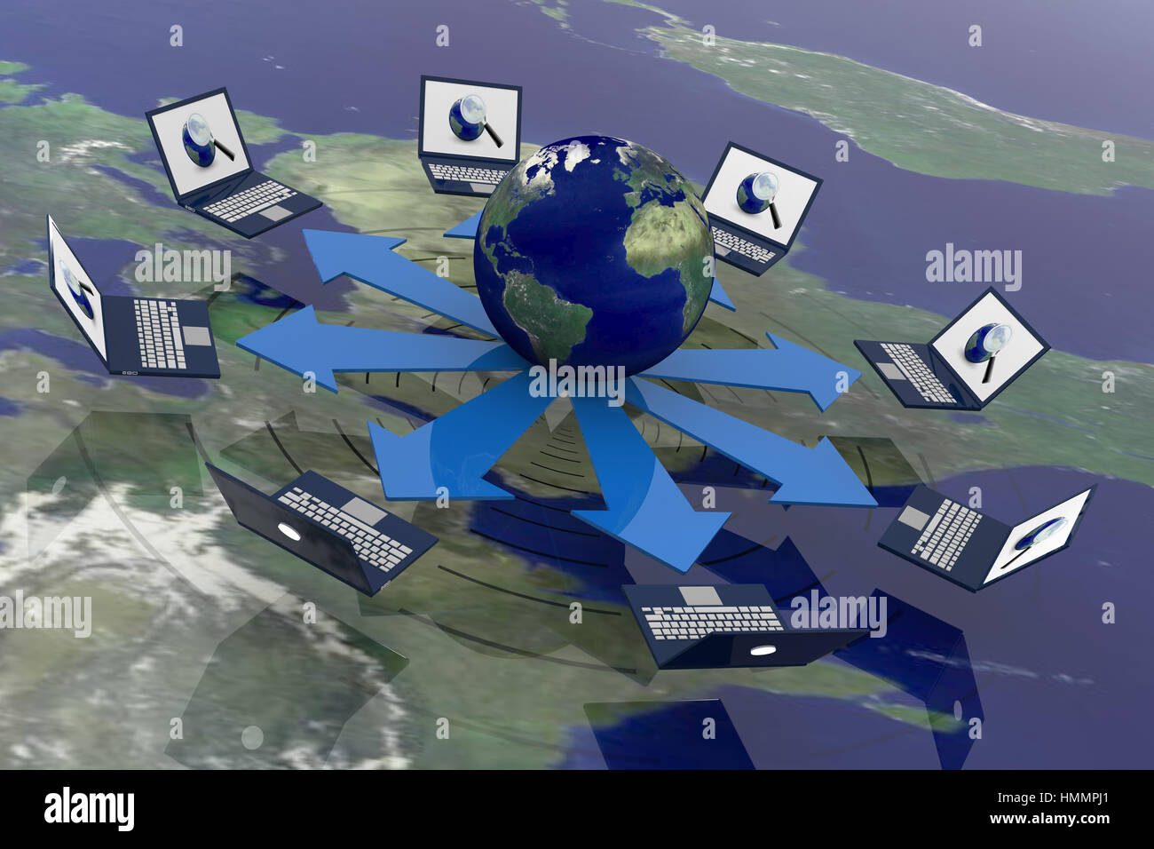 Laptop Connected To The World Wide Web Stock Photo - Alamy