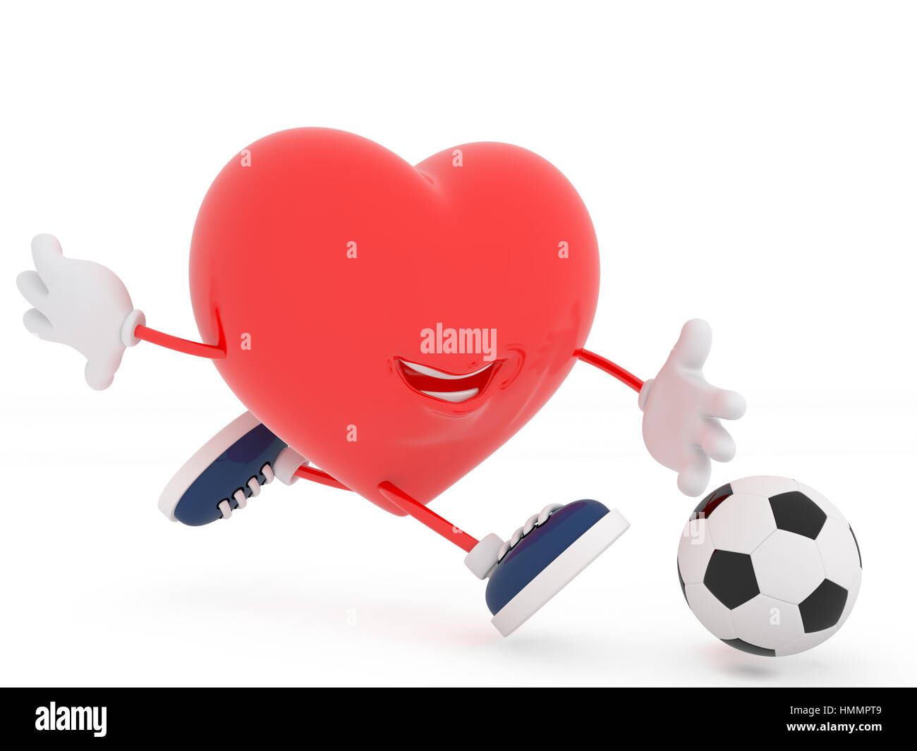 Cute soccer player heart on white - 3D render Stock Photo - Alamy