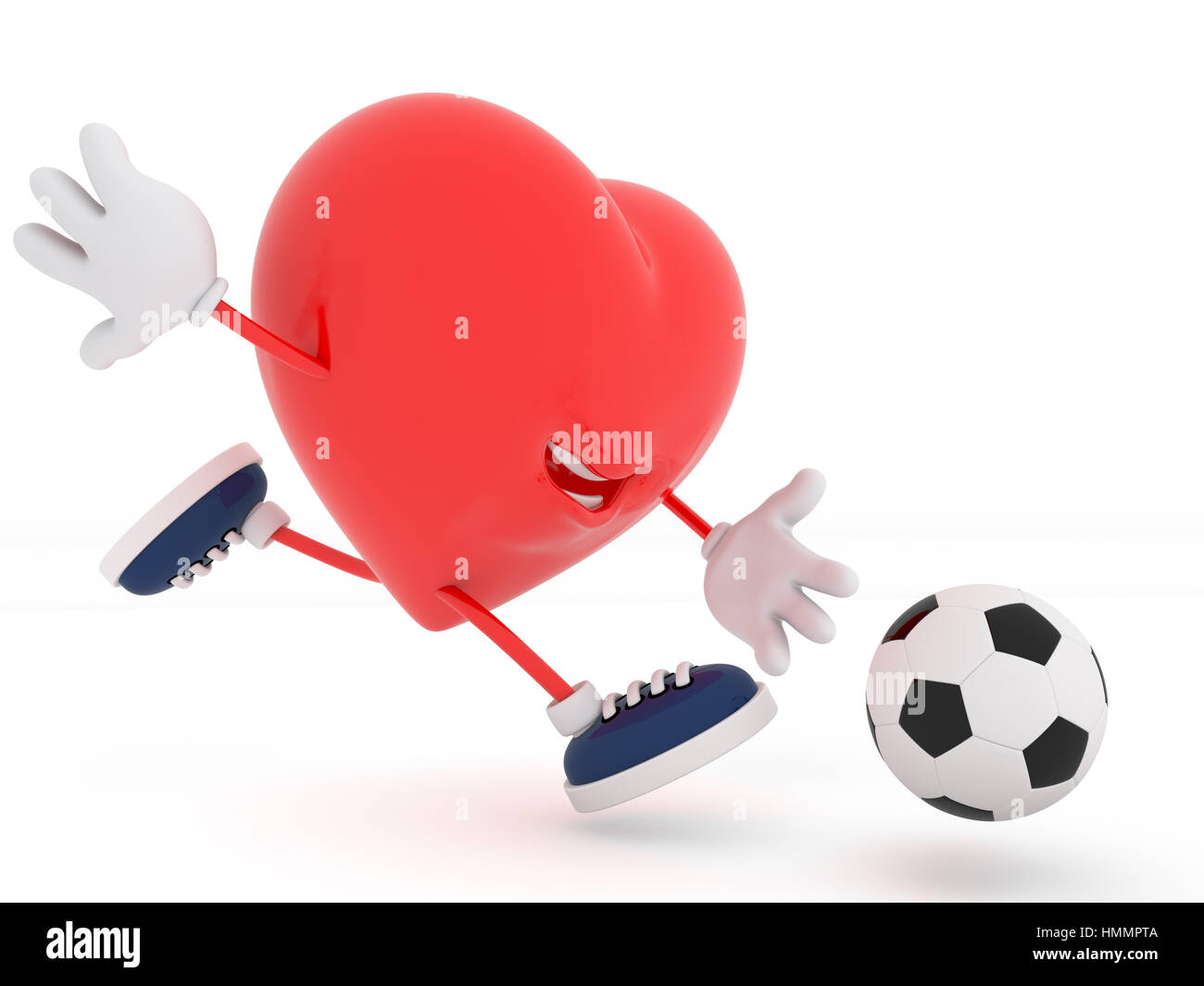 Cute soccer player heart on white - 3D render Stock Photo - Alamy
