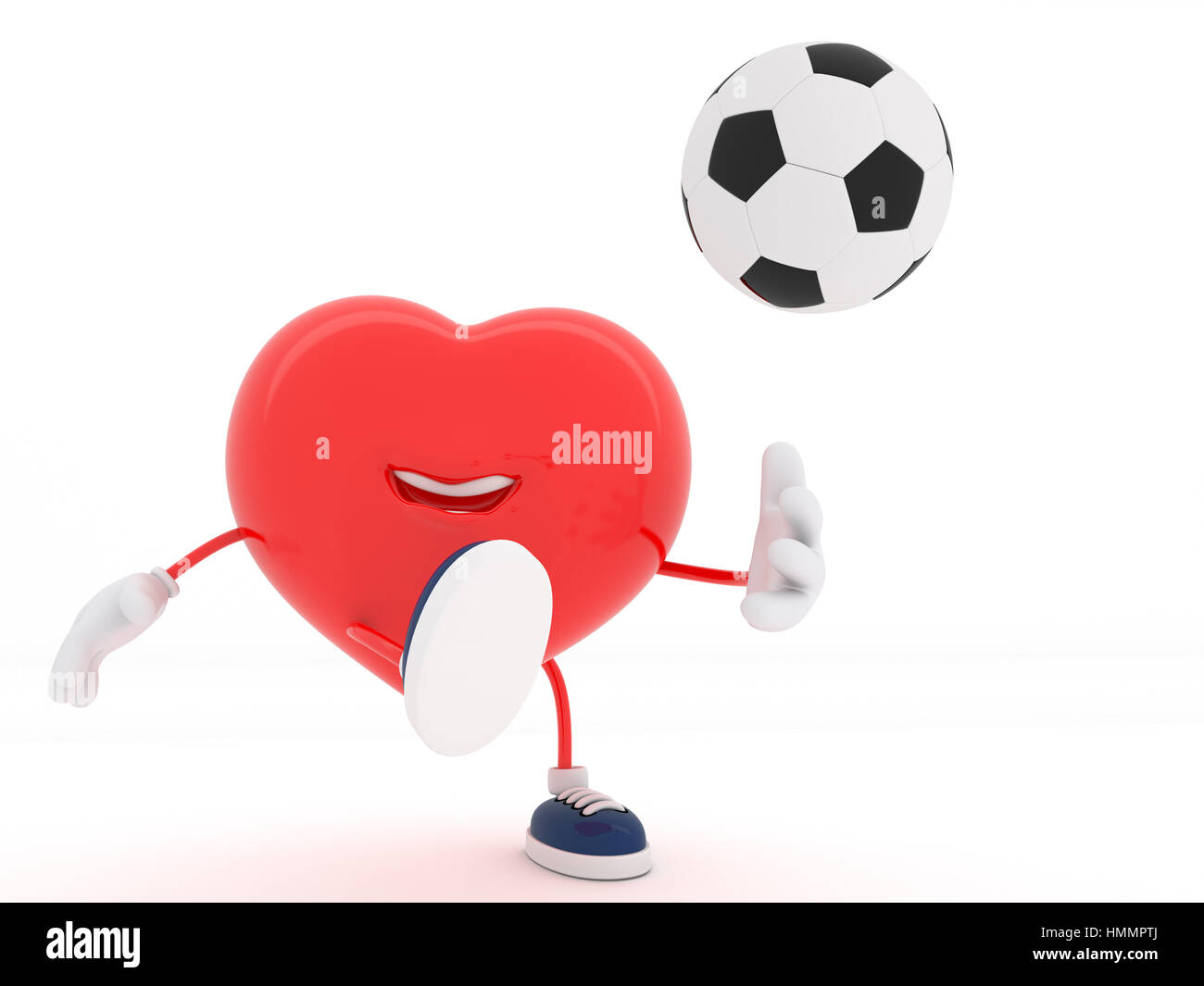 Cute soccer player heart on white - 3D render Stock Photo - Alamy