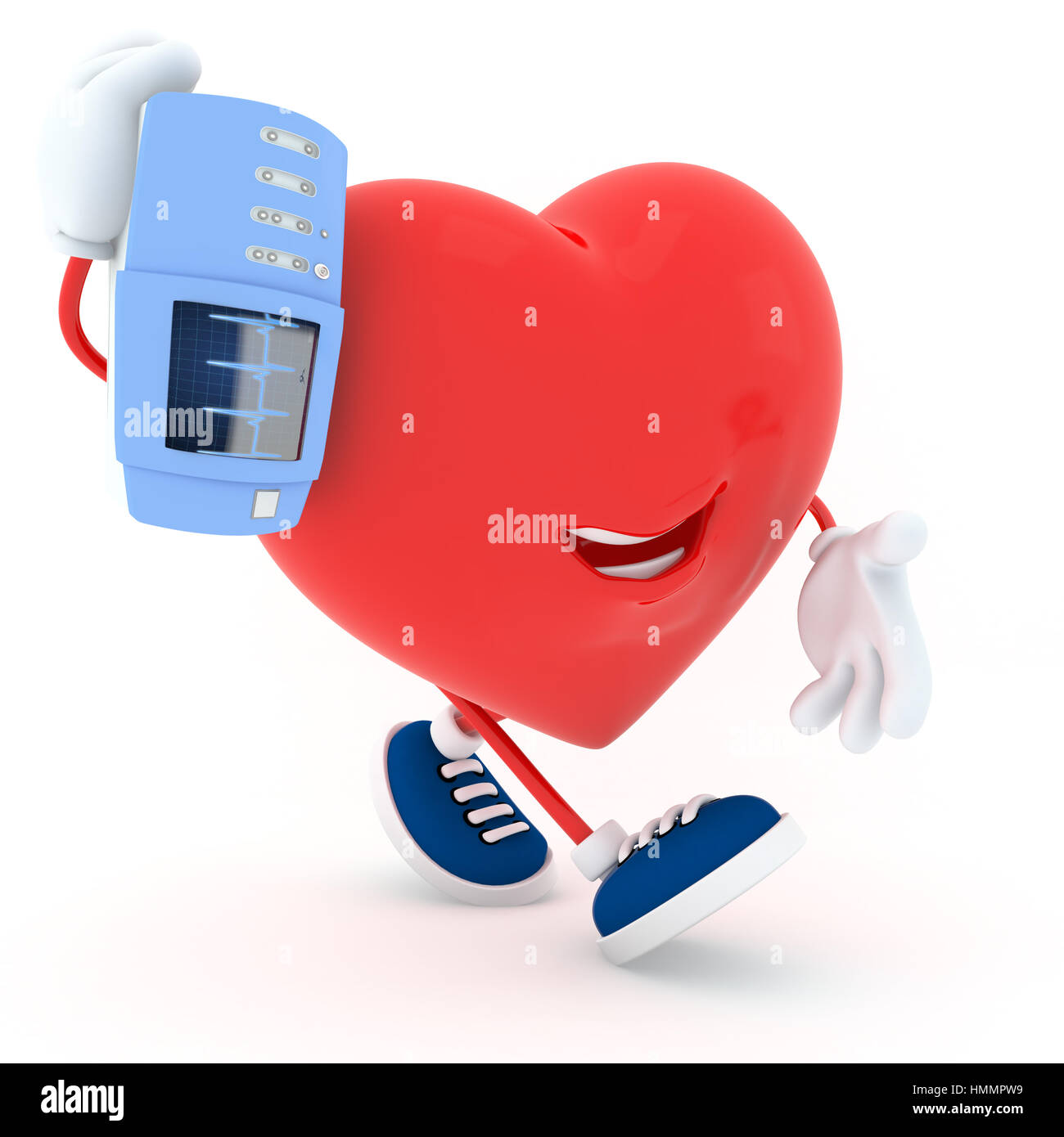 Piggyback electrocardiogram device's heart - 3D render Stock Photo - Alamy
