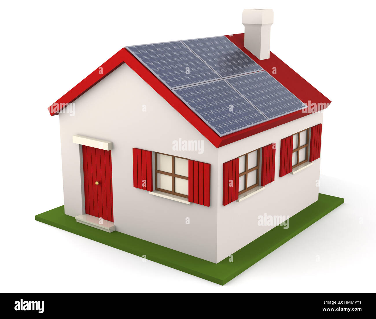 3D image of residential structure with solar panel Stock Photo - Alamy