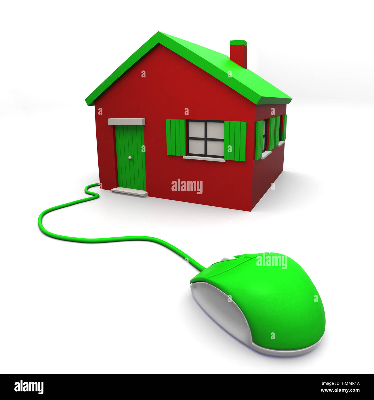 3D image of residential structure with computer mouse Stock Photo - Alamy
