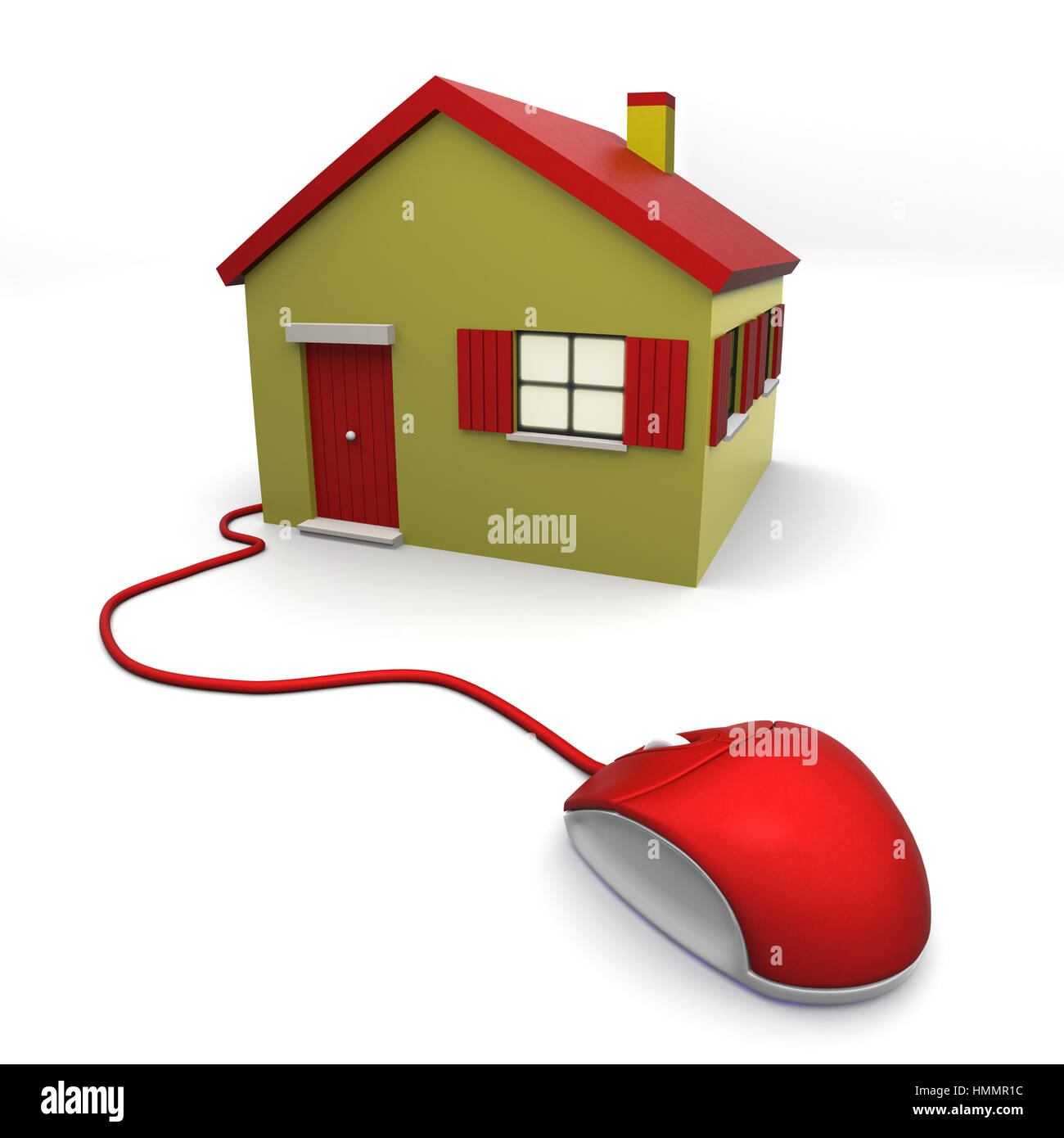 3D image of residential structure with computer mouse Stock Photo - Alamy