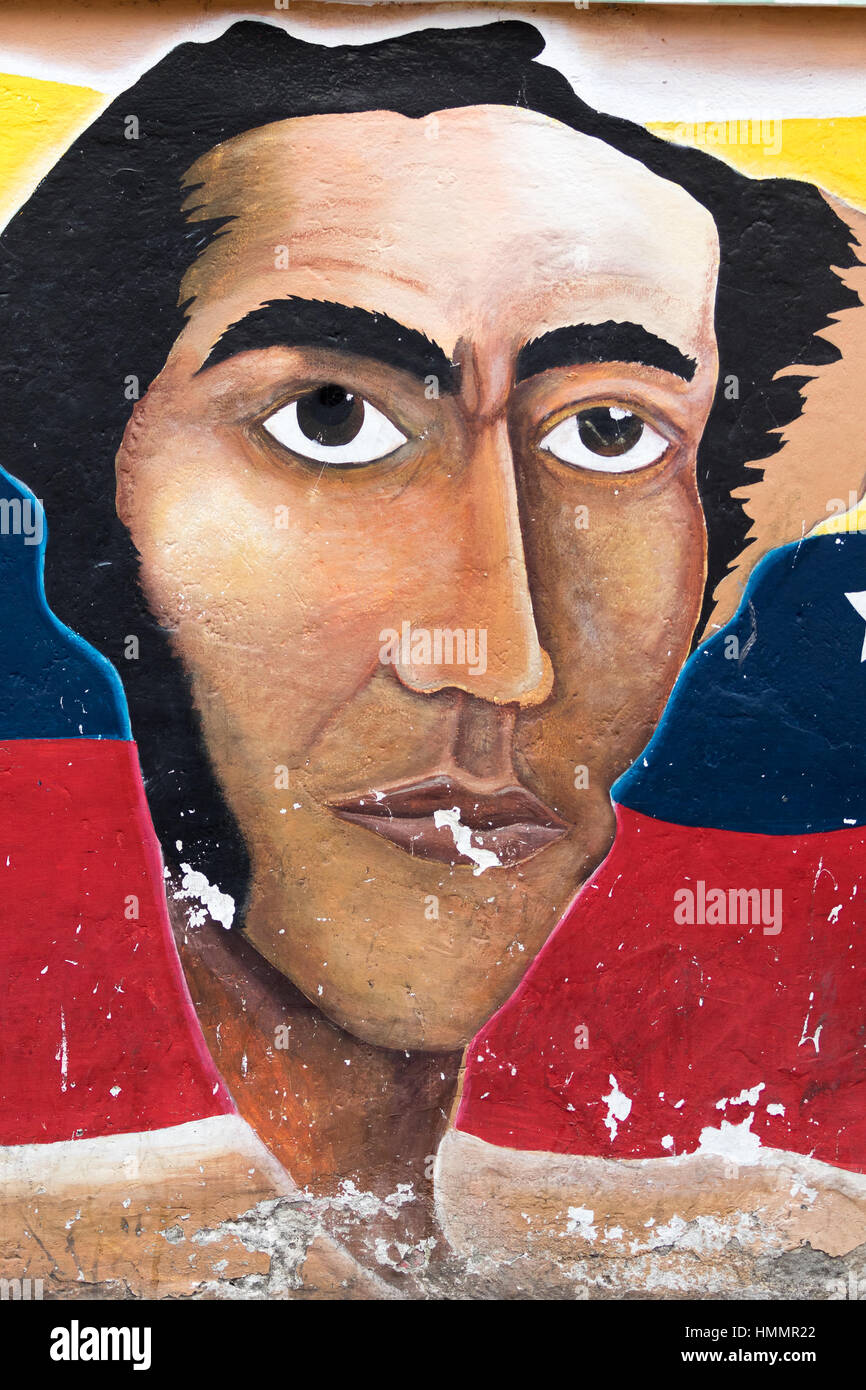 Street art depicting Simon Bolivar Stock Photo - Alamy