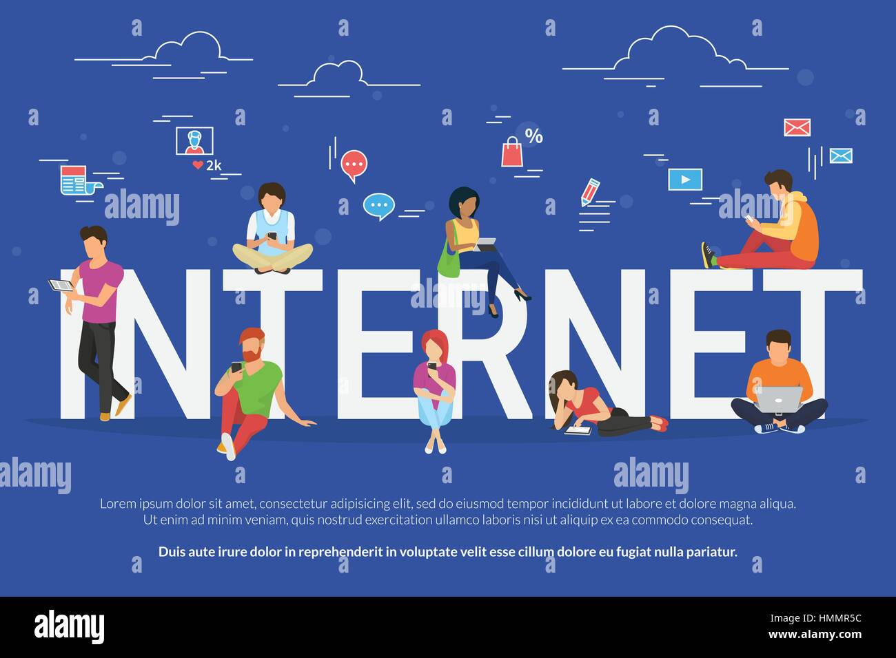 Internet addicted people concept illustration Stock Vector Image & Art ...