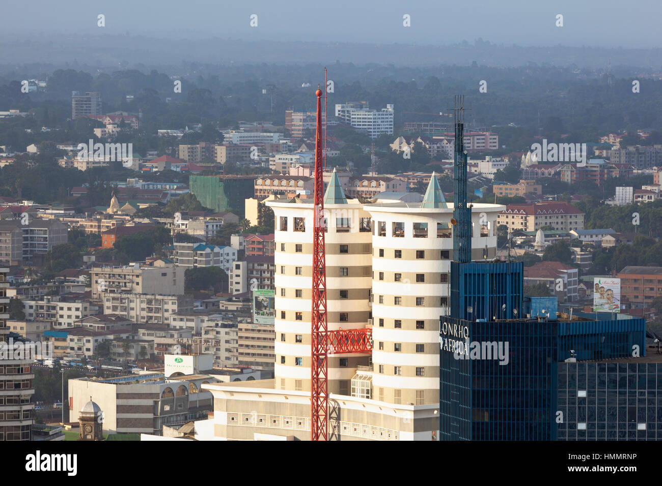 Nairobi, Kenya - February 7: Modern highrises in the business district ...