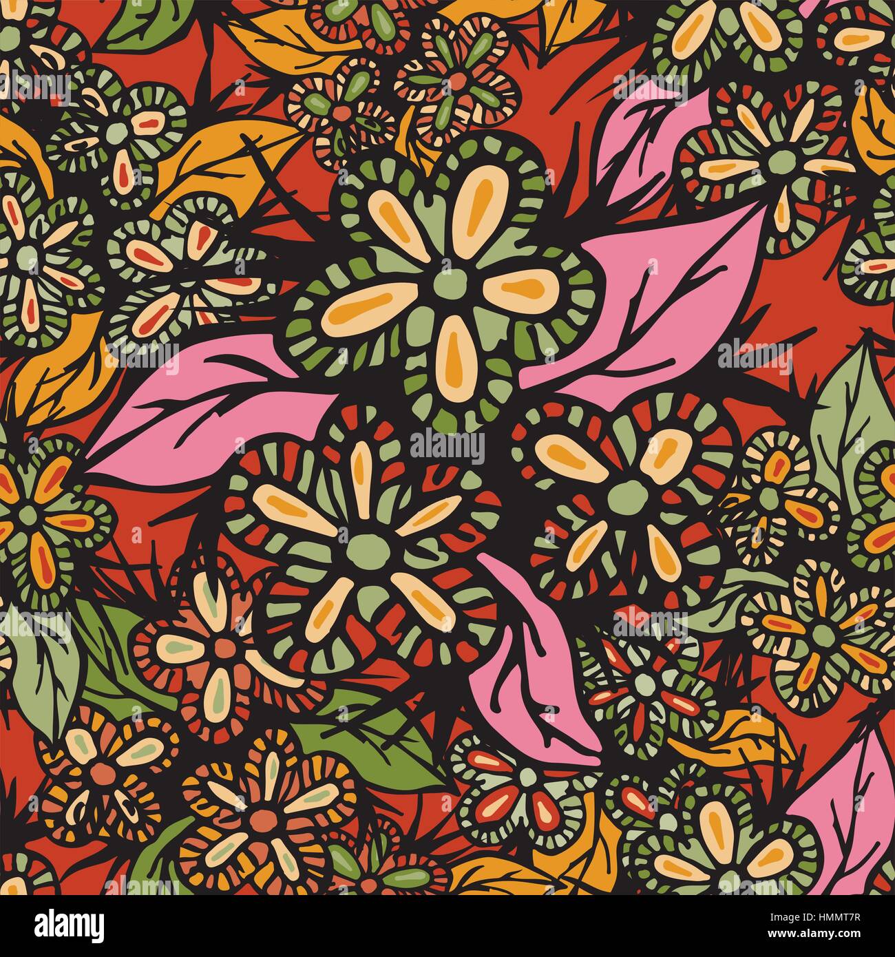 Boho Style Hand Drawn Seamless Pattern Stock Vector Image & Art - Alamy