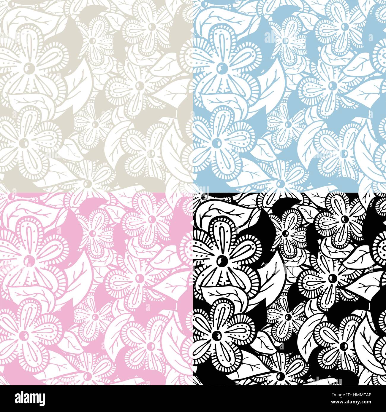 Hand drawn floral pattern hi-res stock photography and images - Alamy