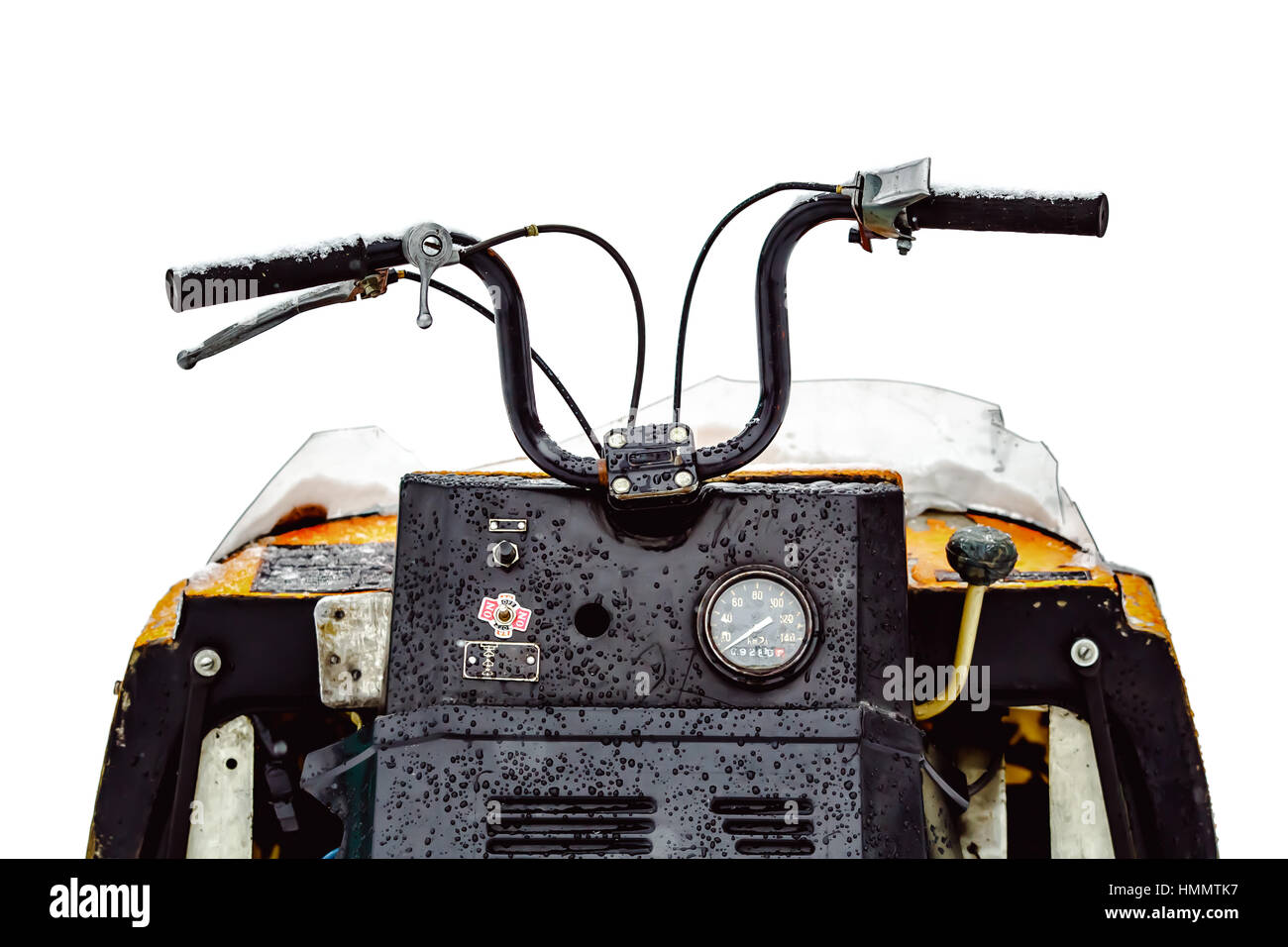 Old snowmobile. Isolated on white background Stock Photo - Alamy