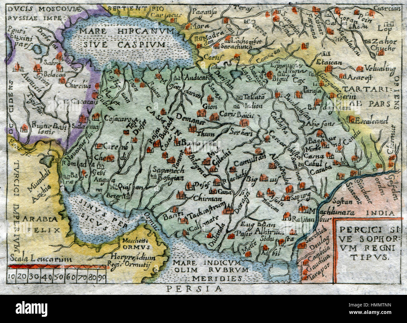 Antique Map of Persia 1599 Stock Photo - Alamy