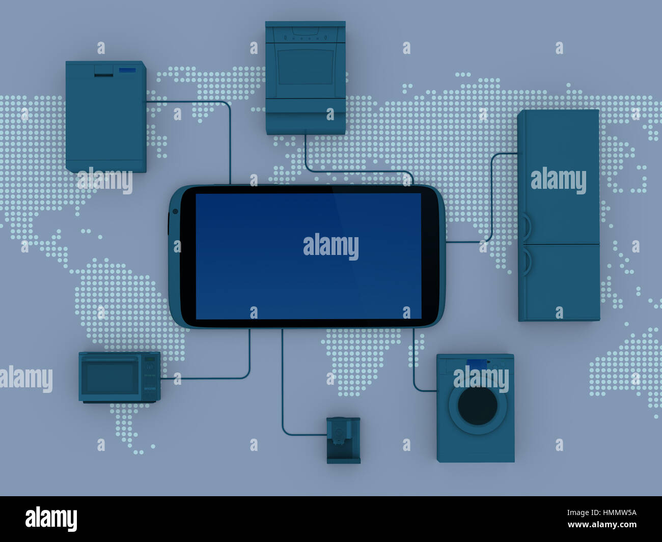 Internet of Things Concept - Home Appliances Connected To Smartphone ...