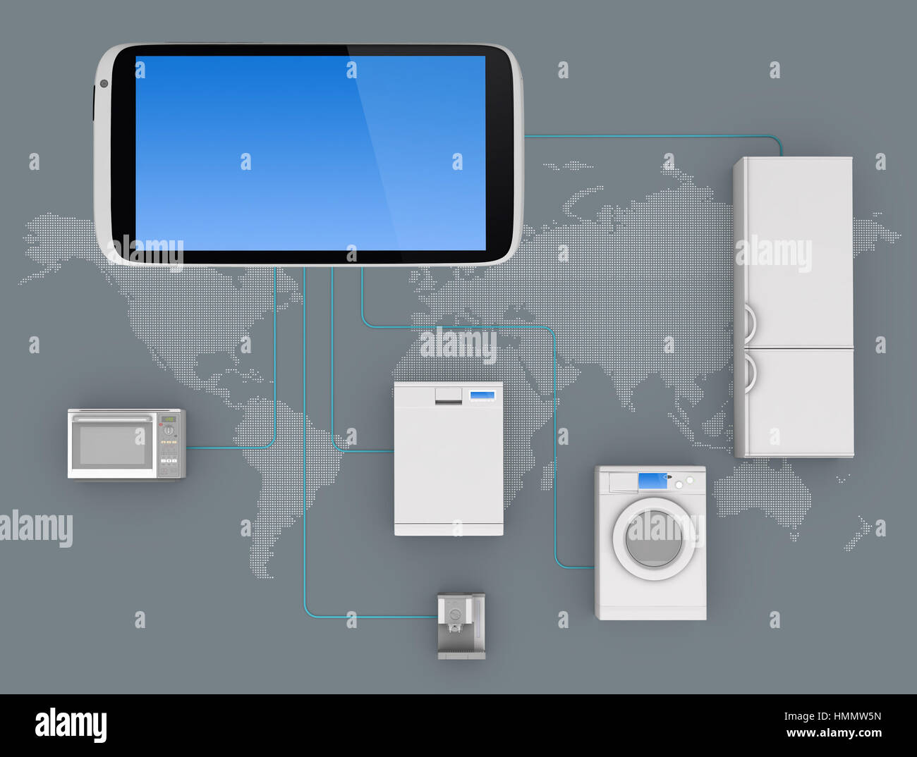 Internet of Things Concept - Home Appliances Connected To Smartphone ...