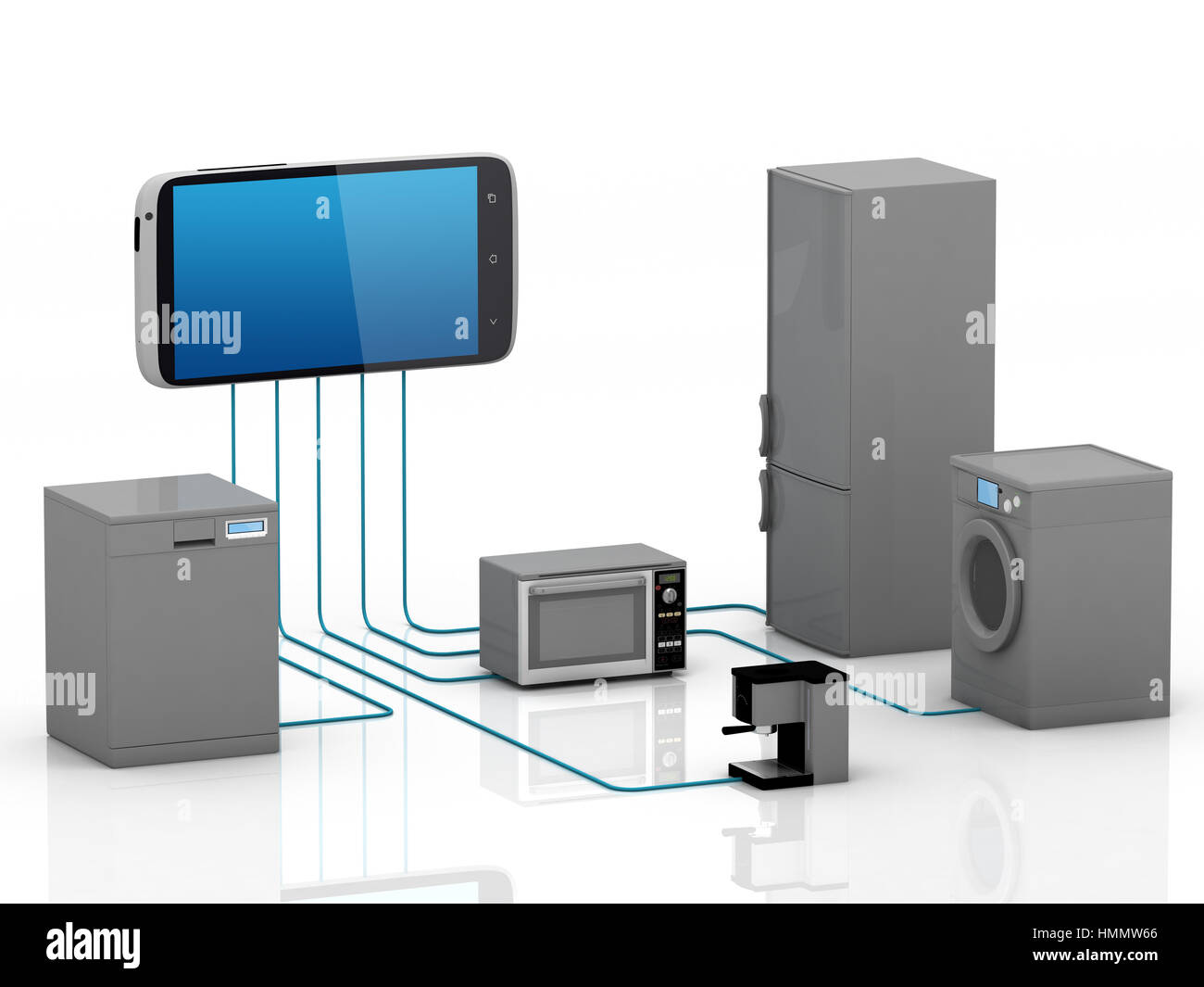 Internet of Things Concept - Home Appliances Connected To Smartphone ...