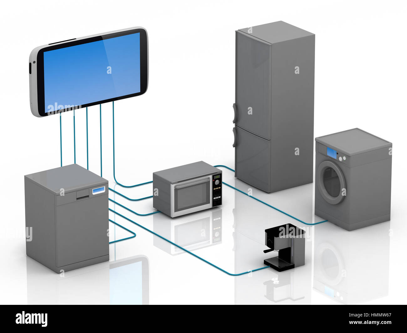 Internet of Things Concept - Home Appliances Connected To Smartphone ...