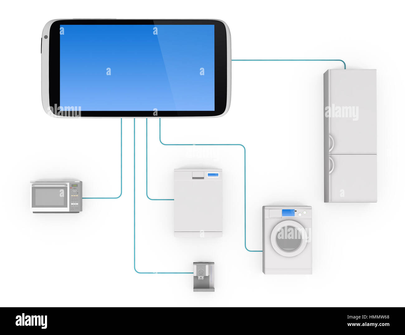 Internet of Things Concept - Home Appliances Connected To Smartphone ...