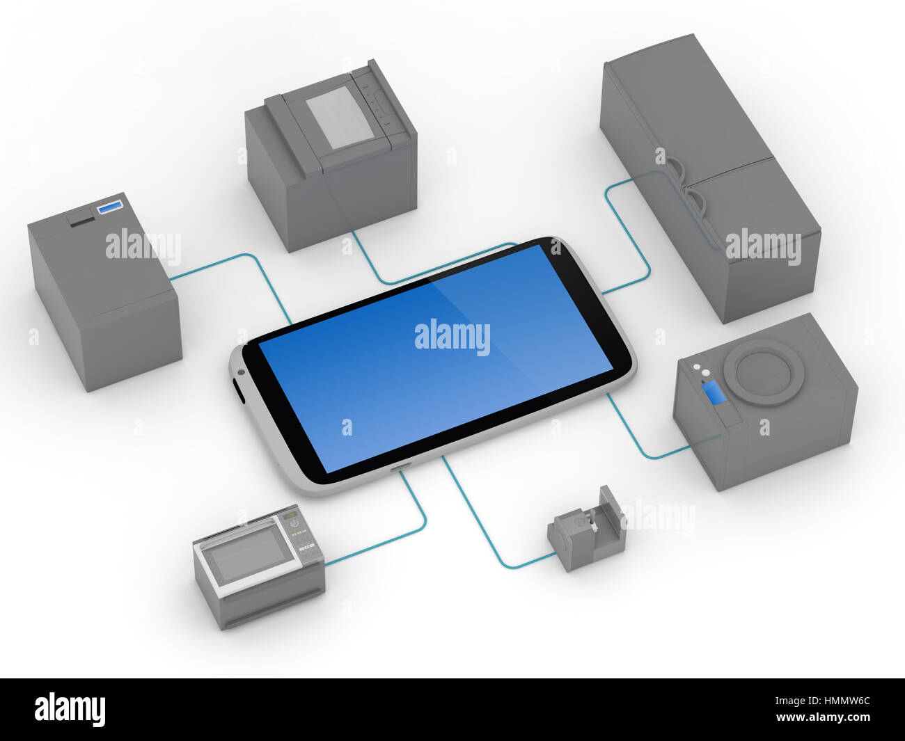 Internet of Things Concept - Home Appliances Connected To Smartphone ...