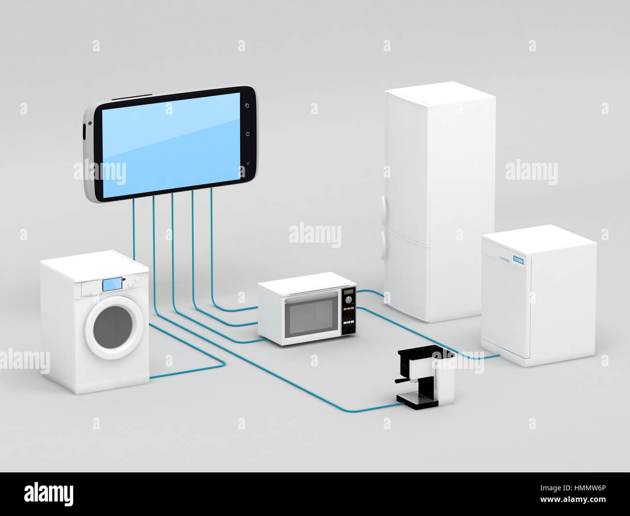 Internet of Things Concept - Home Appliances Connected To Smartphone ...