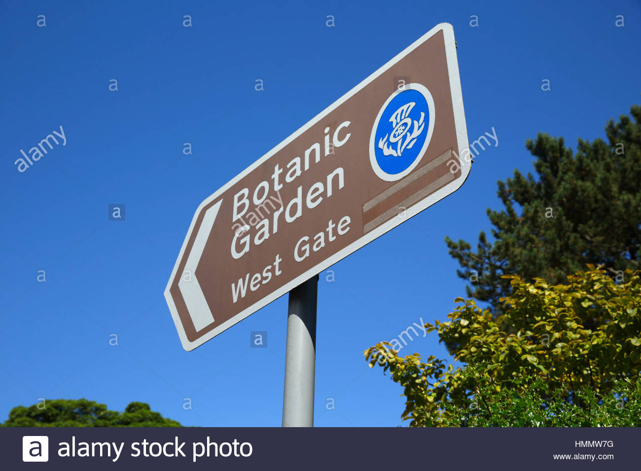 Sign with directions to the Botanic Garden, Edinburgh Stock Photo - Alamy