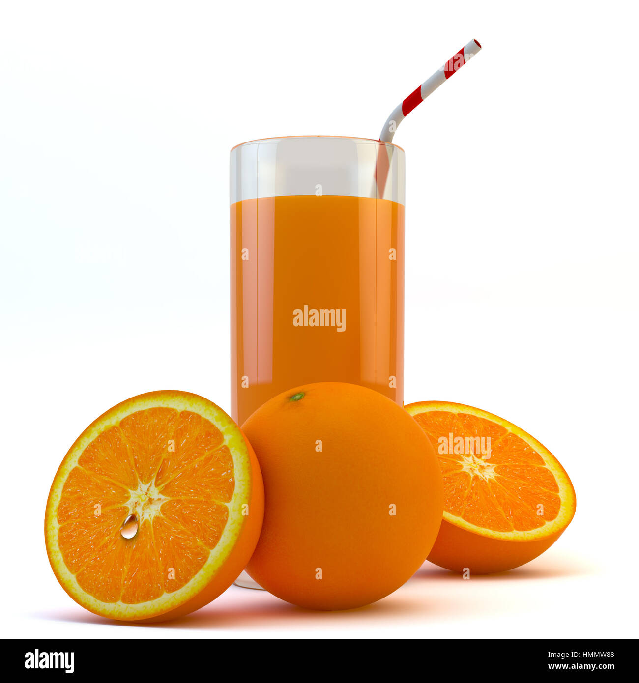 Orange juice with straw on white background - 3D Render Stock Photo - Alamy