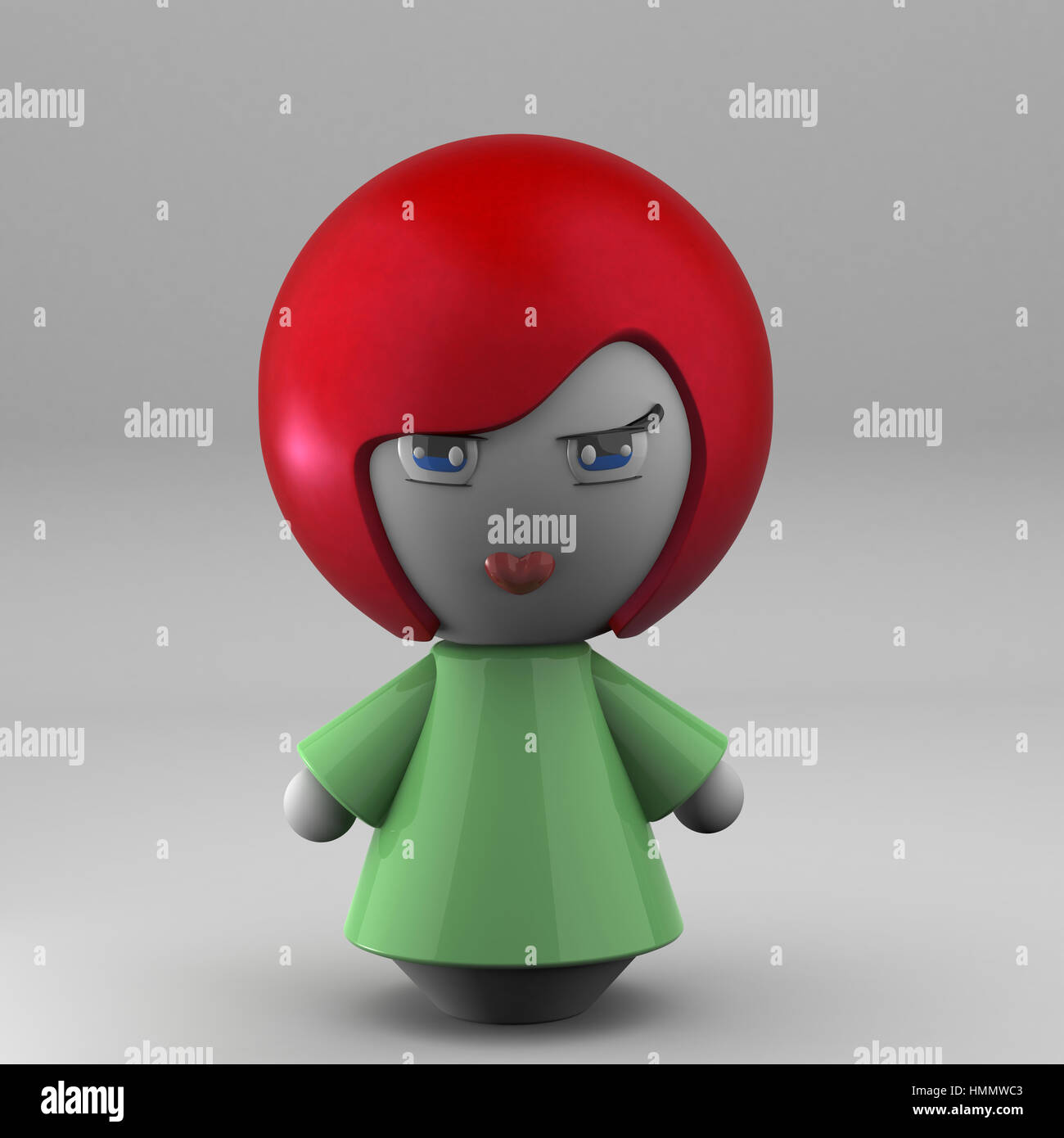 3D Japanese Kokeshi Doll Isolated On White - Female Characters Stock ...