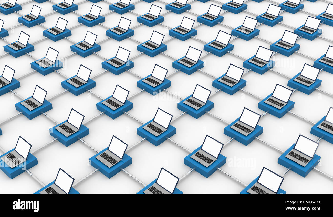 3D image of laptop network Stock Photo - Alamy
