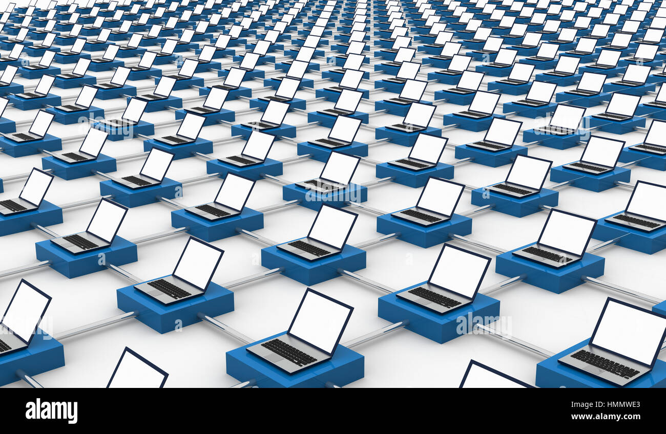 3D image of laptop network Stock Photo - Alamy