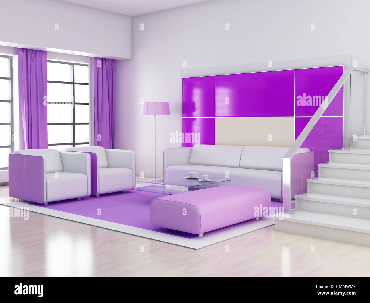 Living room 3D Render Stock Photo - Alamy