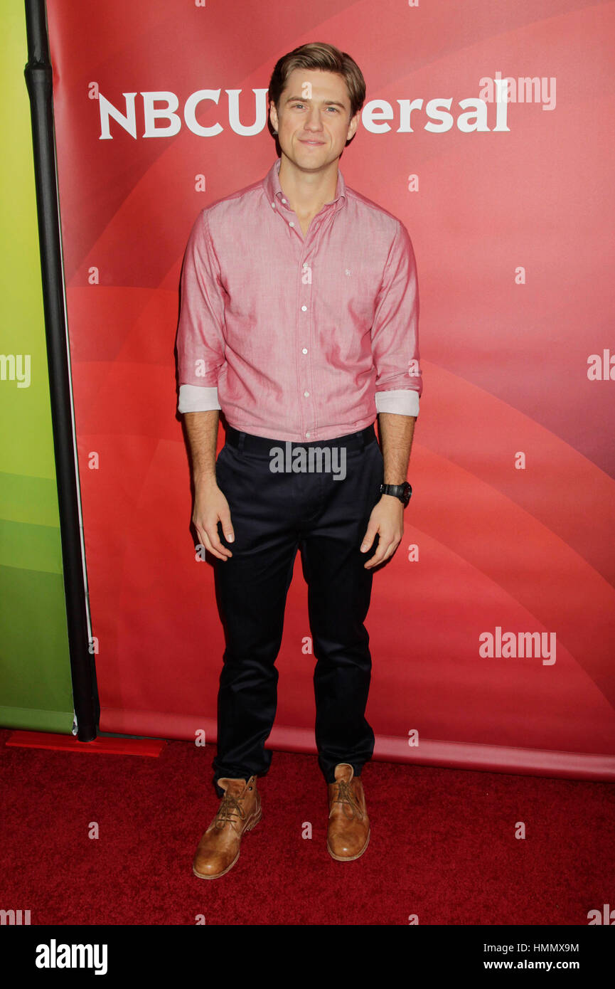 Aaron Tveit arrives at the NBCUniversal TCA Press Tour on January 7 ...