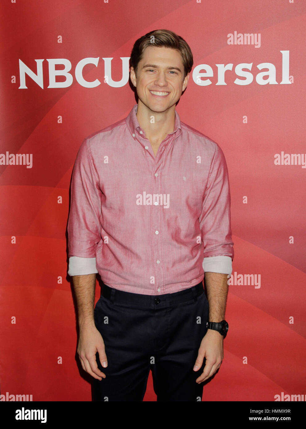 Aaron Tveit arrives at the NBCUniversal TCA Press Tour on January 7 ...