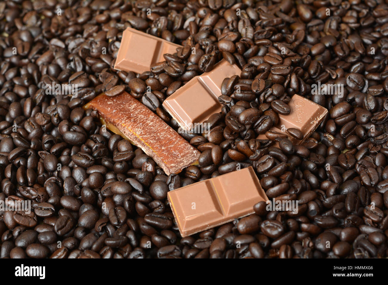 Coffee Beans with sweet Chocolates Stock Photo - Alamy