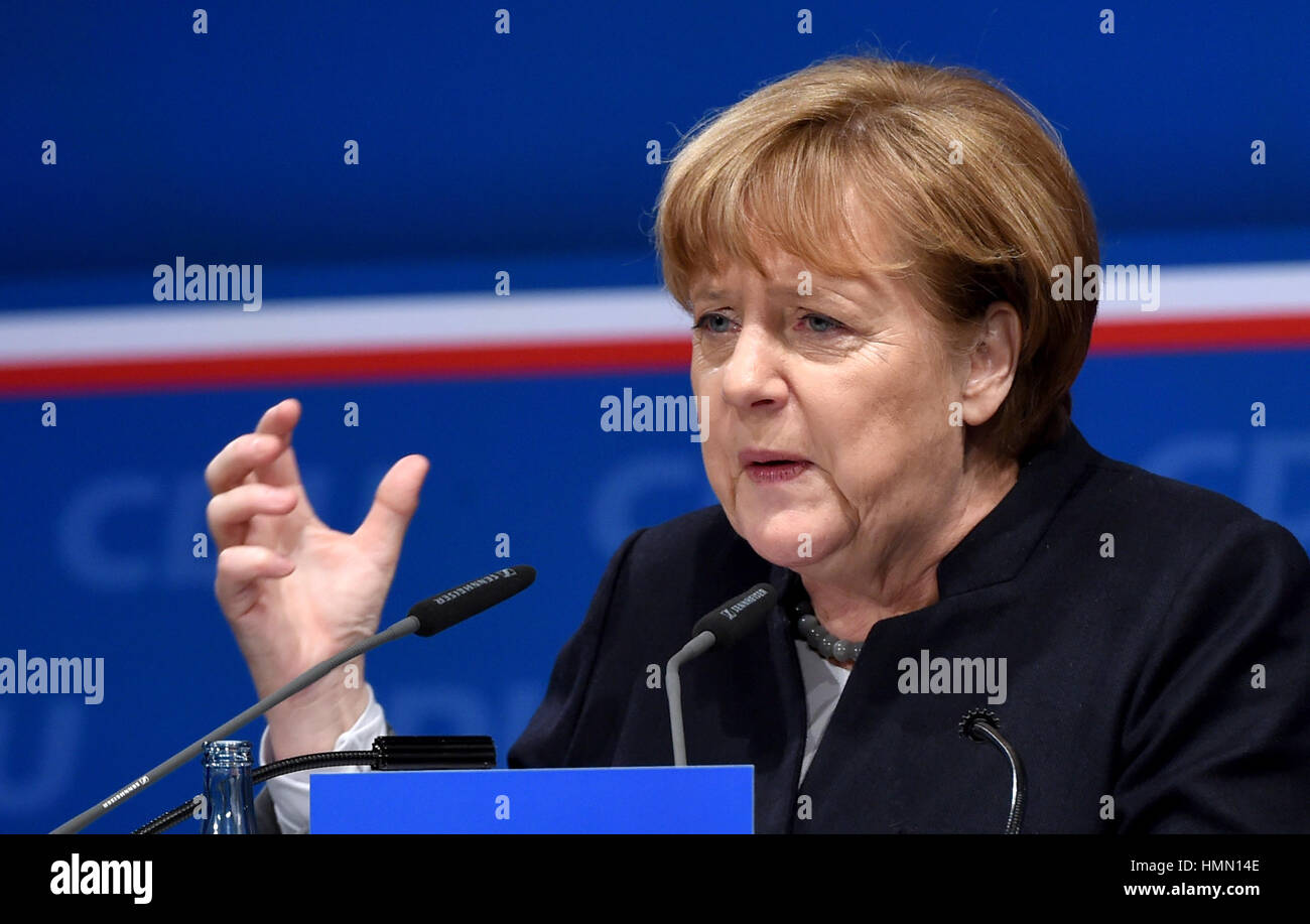 Neumuenster, Germany. 04th Feb, 2017. The German chancellor Angela ...