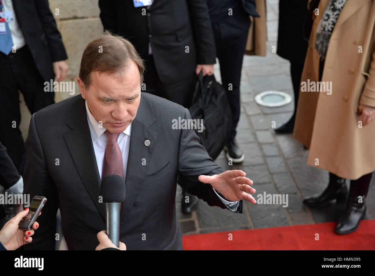 Valletta, Malta. 3rd February, 2017. Swedish Prime Minister Stefan Löfven arrives at a summit of ...