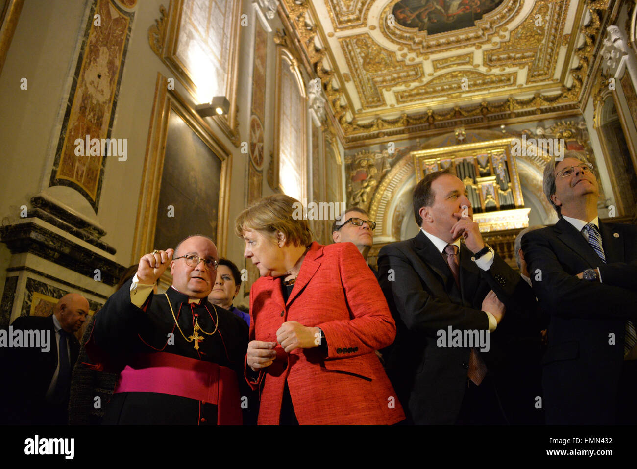 Valletta, Malta. 3rd February, 2017. Angela Merkel and Members of the ...